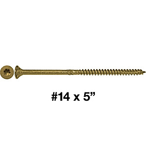 #14 X 5 Extra Long Bronze Star Wood Screw Torx/Star Drive Head (1 Pound - 30 Approx. Screw Count) - Multipurpose Torx/Star Drive Wood Screws
