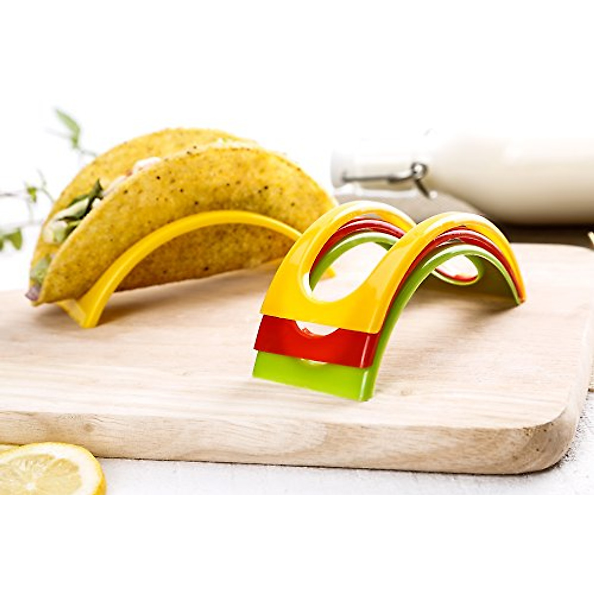 Stackable Taco Stand Up Holders,Colorful Non Toxic BPA Free Rack, Set of 18, 3 Colors