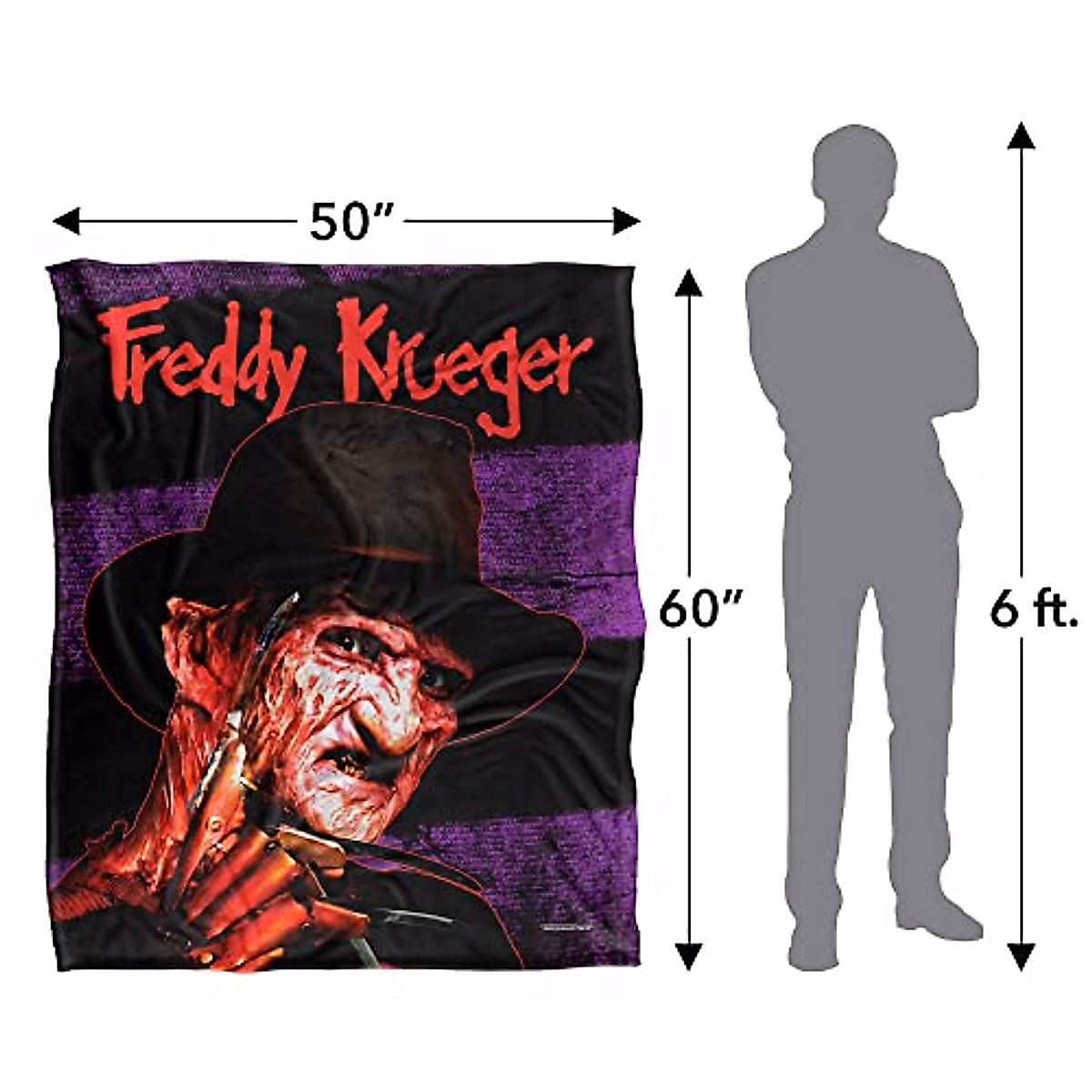 A Nightmare on Elm Street Blanket, 50"x60", Freddy Face, Silky Touch Super Soft Throw Blanket