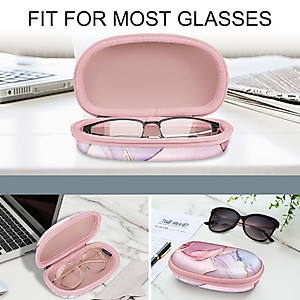 Fintie Sunglasses Case with Carabiner, Hard Shell Shockproof Sport Glasses Case Travel Zipper Eyeglasses Case, Glittering Marble