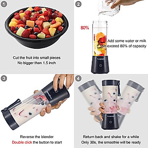 Portable Blender for Shakes and Smoothies, 13.5 Oz Personal Blender USB Rechargeable Small Smoothie Blender (Black)