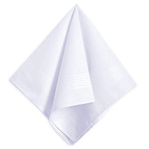 RDS HANKYTEX Men's White Handkerchiefs,100% Soft Cotton Hankie