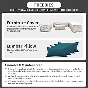 Rattaner Patio Furniture Set 5 Pieces Outdoor Furniture Sets Patio Couch Outdoor Chairs Coffee Table Peacock Blue Anti-Slip Cushions and Waterproof Covers