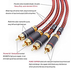 Primeda Auidophile 2RCA Male to 2RCA Male Stereo Audio Cable,Gold Plated | 4N Oxgen-Free Copper Core (3 Feet (1M))