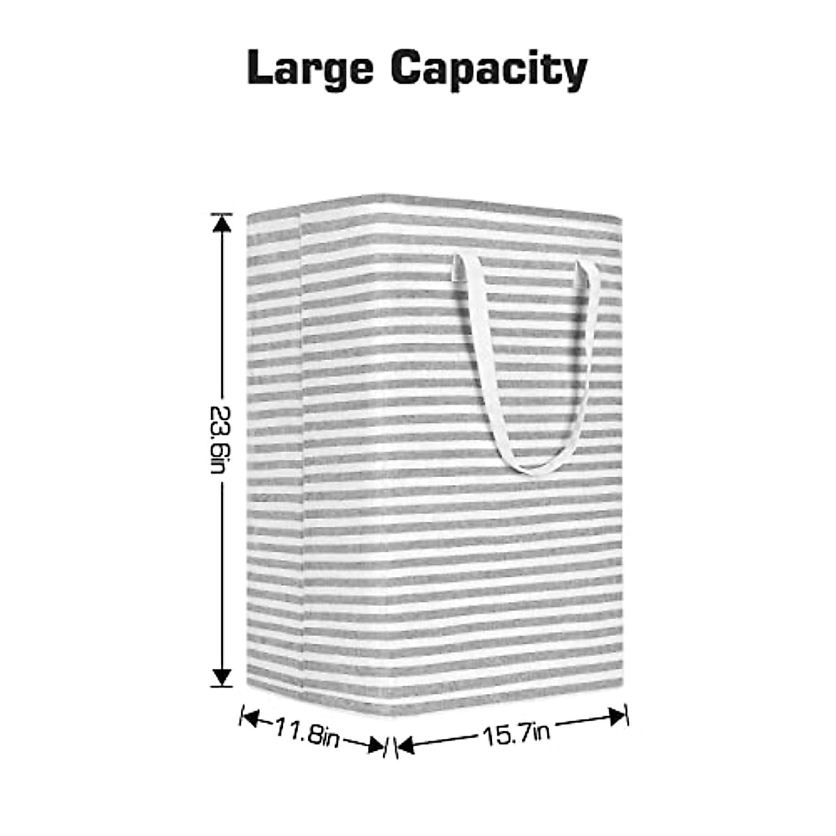 MecTo 72L Collapsible Laundry Hamper Freestanding Laundry Basket with Easy Carry Long Handles, Foldable Clothes Hamper Storage Basket for Bathroom Bedroom Dorm, Grey