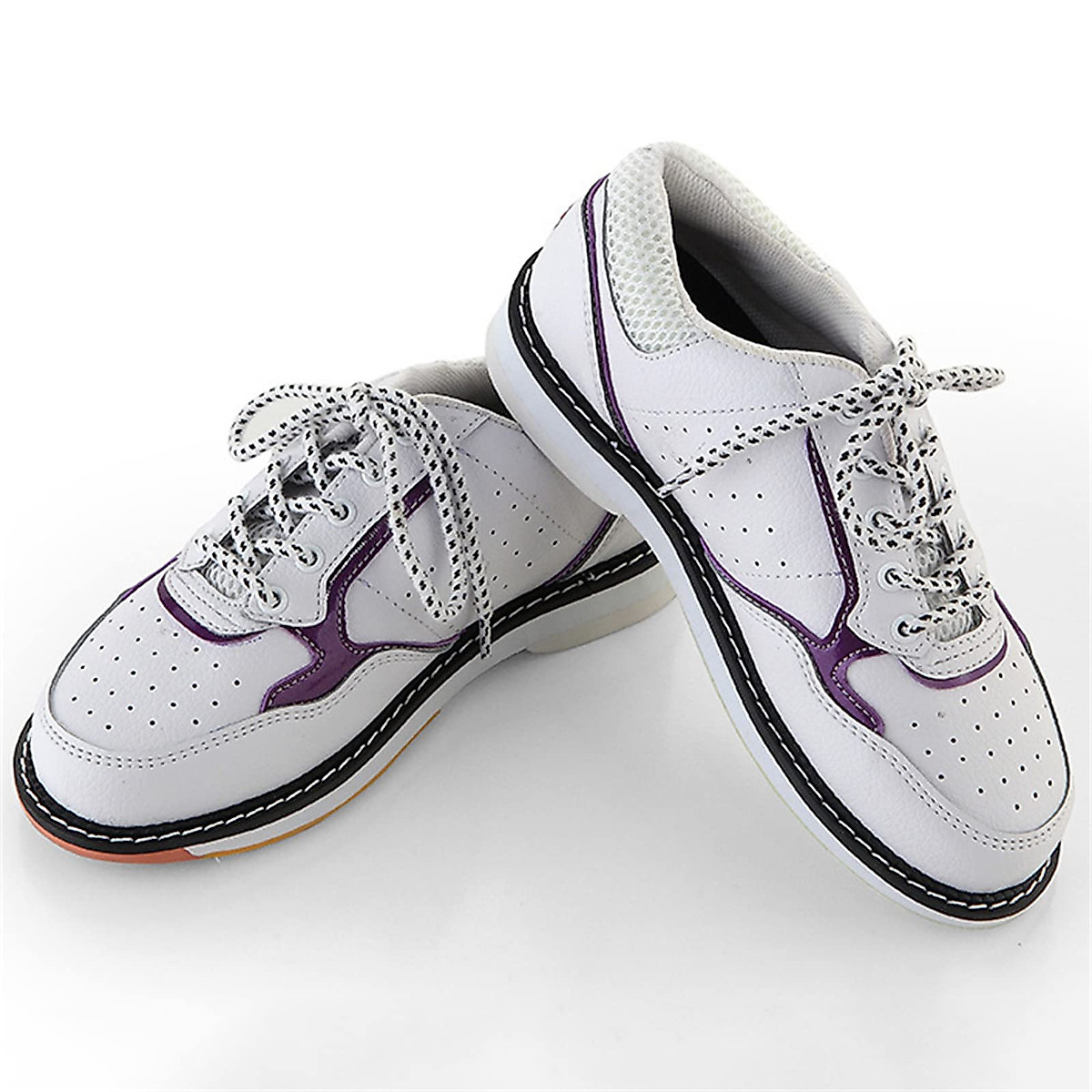 ZHENSI Women's Bowling Shoes Lightweight Breathable Leather Anti-Slip Buffer,White,6.5