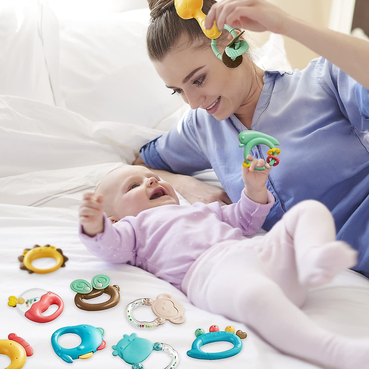 Baby Toys Baby Rattles 13 pcs, Baby Teething Toys, Teething Toys for Babies, Infant Shaker, Teether, Grab and Spin Rattles, Newborn Toys for 0, 3, 6, 9, 12 Months Baby Girls Boys