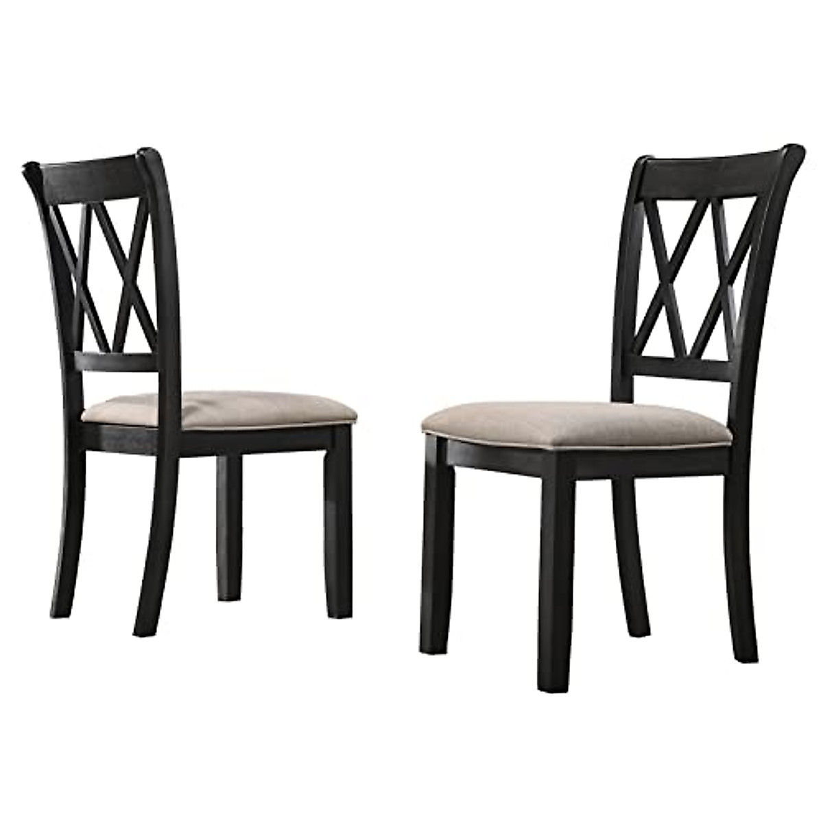 Roundhill Furniture Windvale Fabric Upholstered Dining Chair, Set of 2, Black