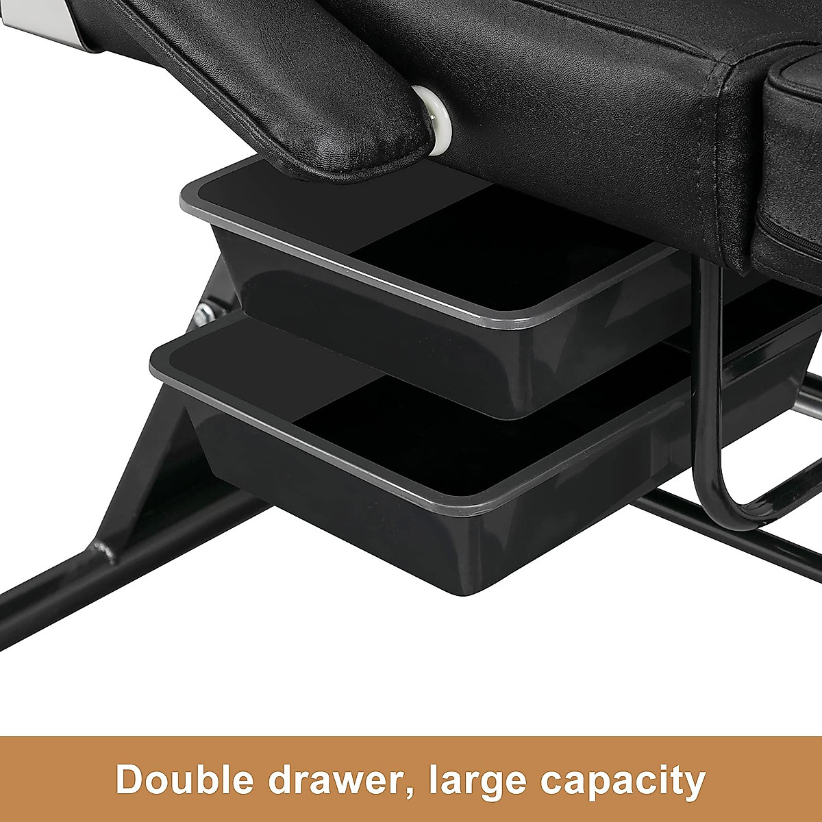 OmySalon Massage Salon Tattoo Chair Esthetician Bed with Beauty Basket, Professional Tattoo Table Salon Spa Equipment for Facial Spa Beauty Eyelash Extensions Barber Waxing Microblading,Black