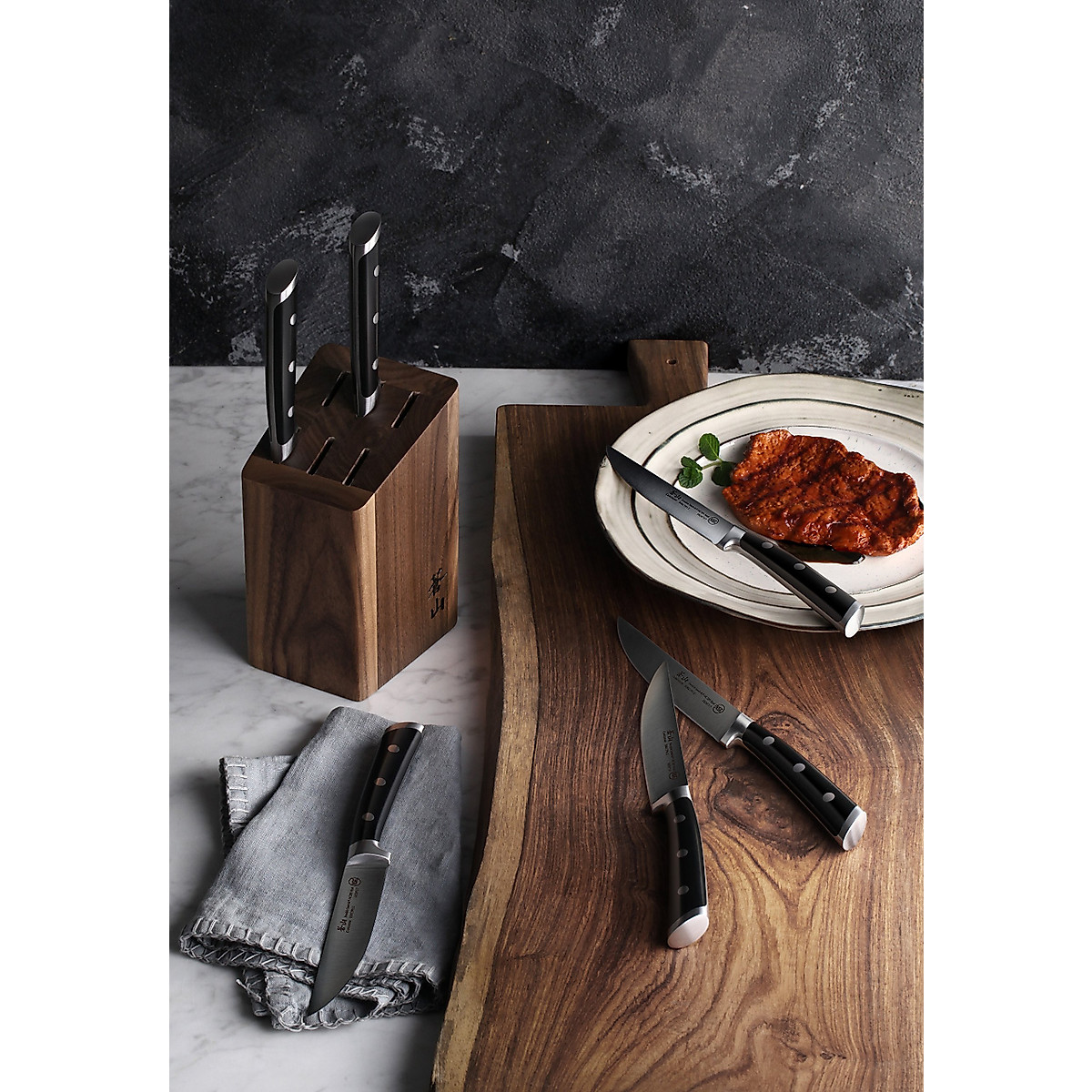 Cangshan TS Series 1022261 Swedish 14C28N Steel Forged 6-Piece Steak Knife Block Set, Walnut