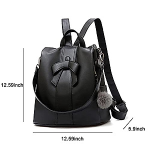 YOUNNE Anti-theft Ladies Backpack Fashion Brand Ladies Large Capacity Backpack Waterproof PU Leather bow-knot Backpack-Black