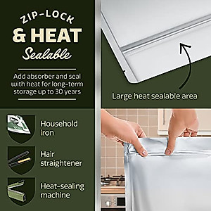 15-Pack 5 Gallon Mylar Bags with Oxygen Absorbers - 7 Mil (14 Mil Total), Never Folded - Mylar Bags for Food Storage - 20 Individually Vacuum-Sealed 2,500cc Oxygen Absorbers & Labels