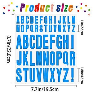 1272 Pcs 24 Sheets Letter Stickers Large Alphabet Stickers 2 Inch 1 Inch Self Adhesive Vinyl Stick on Letters Waterproof Decals for Scrapbooking Mailbox Water Bottles Cup Bulletin Board,12 Colors