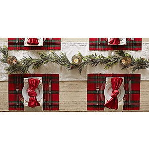 DII Farmhouse Christmas Plaid Dining Table & Kitchen Décor, Holiday Placemat Set, 13x19, Red & Green, 6 Count
