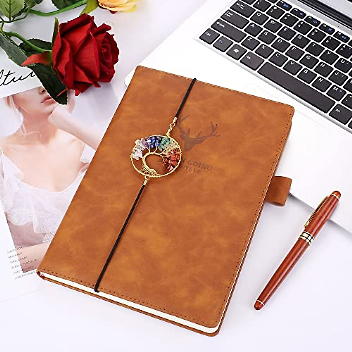 Mornajina 2Packs Elastic Bookmark with Tree of Life Chakra Pendant, Kid Bookmark, Book Markers for Kids/Women, Perfect Gift for Reader (Round Gold, Style 2)