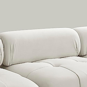 ERYE Cute Sectional DIY Combination Modern Convertible Modular Sofa & Couch Cloud Deep Seater Sofá, 93", Beige Velvet Button Tufted