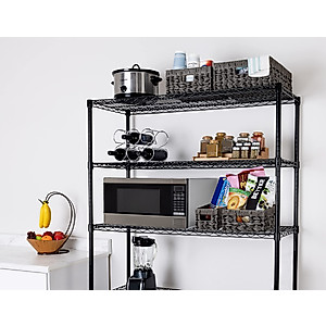 Seville Classics Premium Handwoven Portable Laundry Bin Basket with Carrying Handles, Household Storage for Clothes, Linens, Sheets, Toys, Modern Gray, Rectangular (4-Pack)