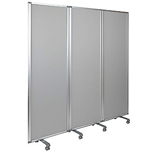 Flash Furniture Raisley Double Sided Mobile Magnetic Whiteboard/Cloth Partition with Lockable Casters, 72"H x 24"W (3 sections included)