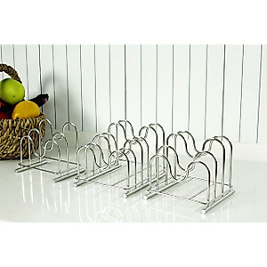 LENITH 304 Stainless Steel Wire Cutting Board Holder, Cutting Board Rack Organizer Kitchen with 3 Sectional