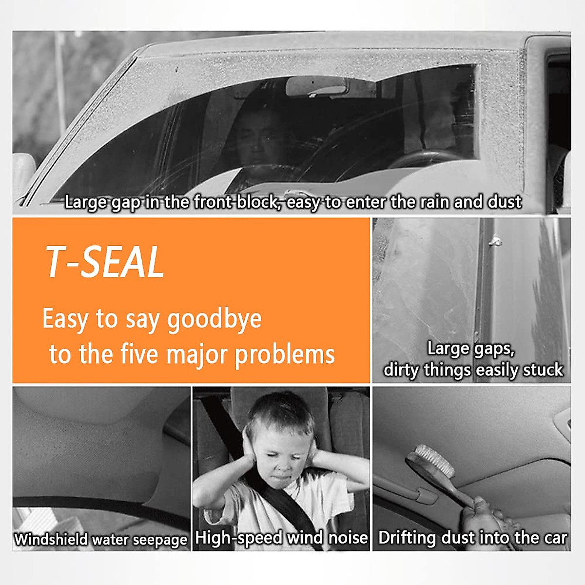 16.4ft/5M Cuttable T-Car Sunroof Cover Seal Rubber Trim,Dust Proof&Weather Stripping for Windshield,Tailgate Adhesive Rubber Seal Strip