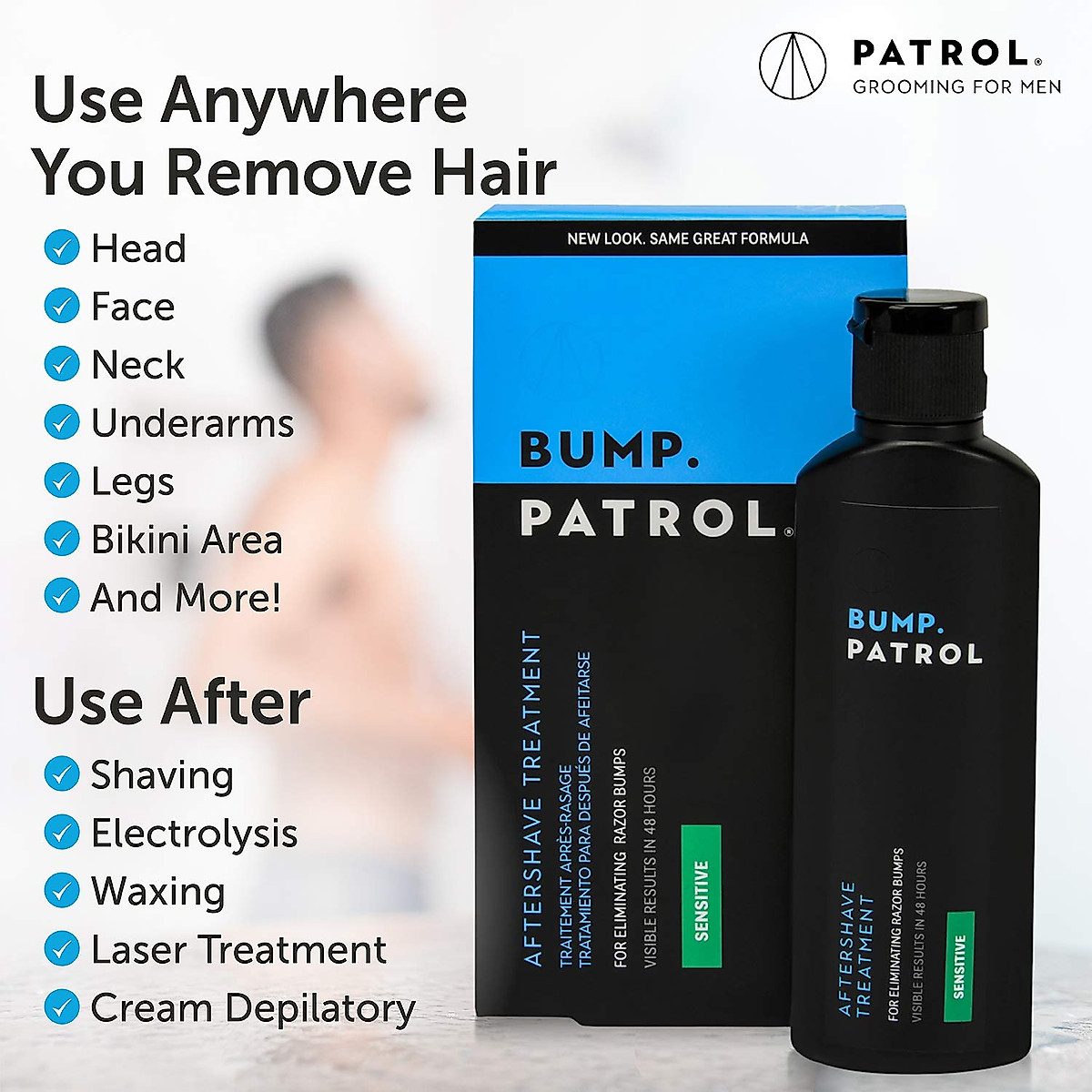 Bump Patrol Sensitive Strength Aftershave Formula - Gentle After Shave Solution Eliminates Razor Bumps and Ingrown Hairs - 2 Ounces 2 Pack