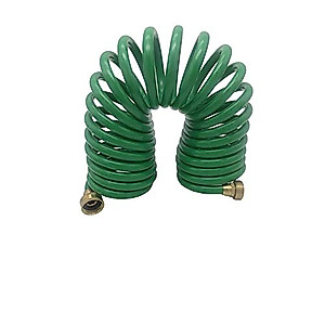 Recoil Hose Garden Hose EVA Curly Water Hose with Brass Connectors Watering Hose Coil Plastic Spring Hose Resistant Garden Coil Hose Self Coil Hose 25 FT, Green