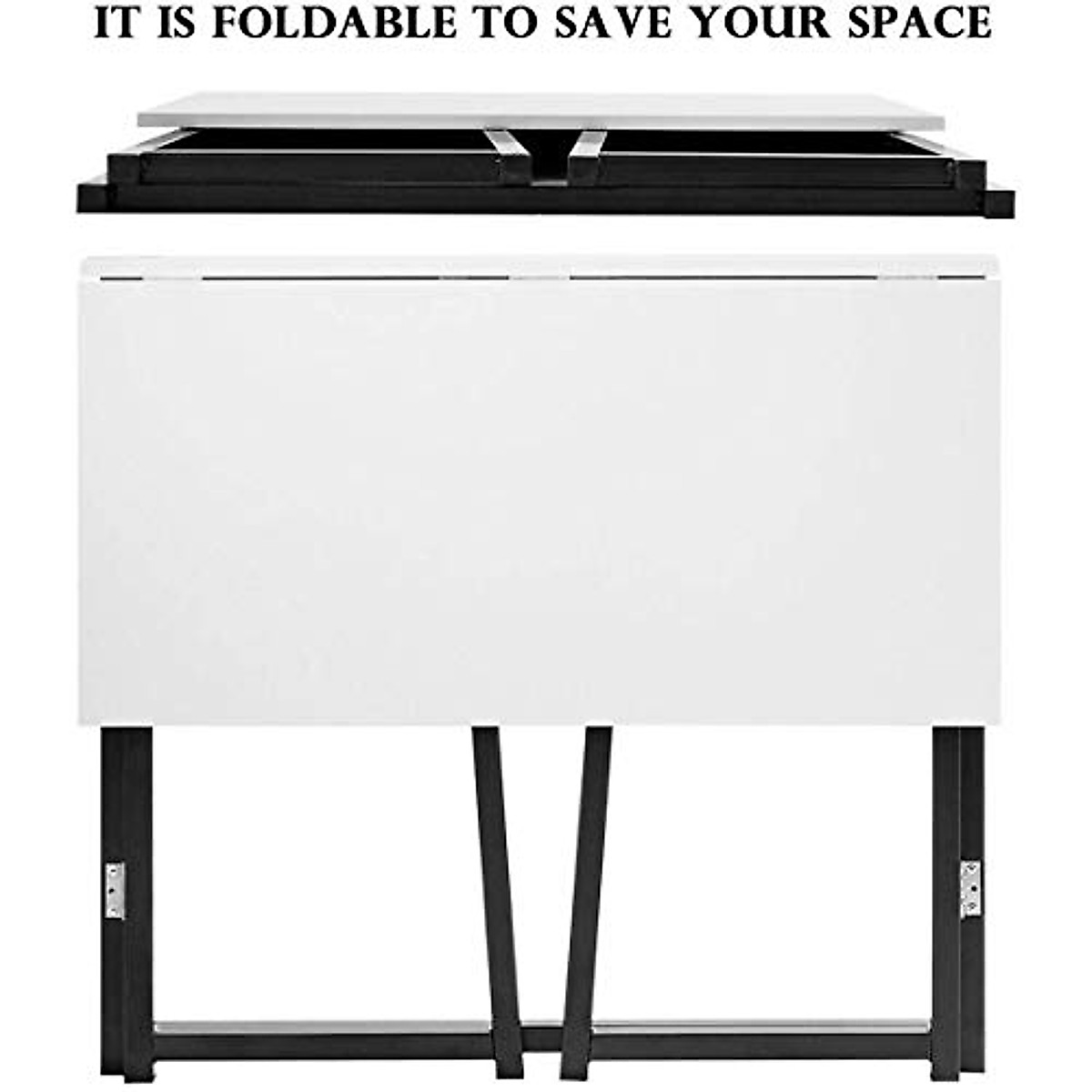 LUARANE Foldable Computer Desk, No Assembly Folding Desk, Study Laptop Writing Desk, Compact Reading Table for Small Space Bedroom Home Office (White)