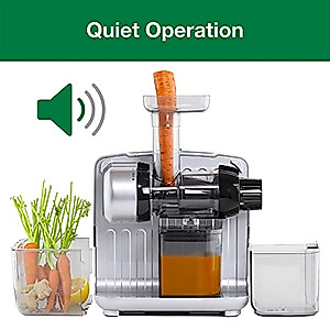Omega Juicer JCUBE500SV Cold Press 365 Slow Masticating Juice Extractor and Nutrition System with Onboard Storage, 200-Watts, Silver