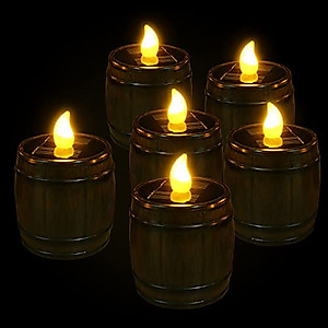 Solar Candles Outdoor Waterproof, Punasi 6pcs Dusk to Dawn Rechargeable Solar Tea Lights Votive Candle with for Outdoor Lantern Garden Home Decor, 2.17" x H 3.15"