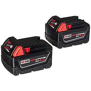 Milwaukee 48-59-1850 M18 RED LITHIUM XC 5.0 Ah Batteries (2) + 48-59-1812 M12 and M18 Multi Voltage Charger kit