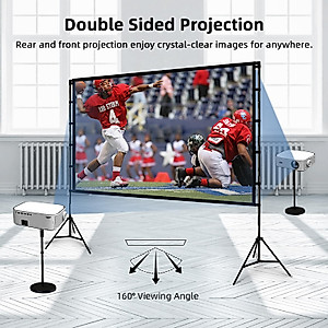 Projector Screen and Stand, Wootfairy 120 inch Foldable and Portable Projection Screen 16:9 4K HD Rear Front Wrinkle-Free Movie Screen with Carry Bag for Indoor Outdoor Home Theater Backyard Cinema
