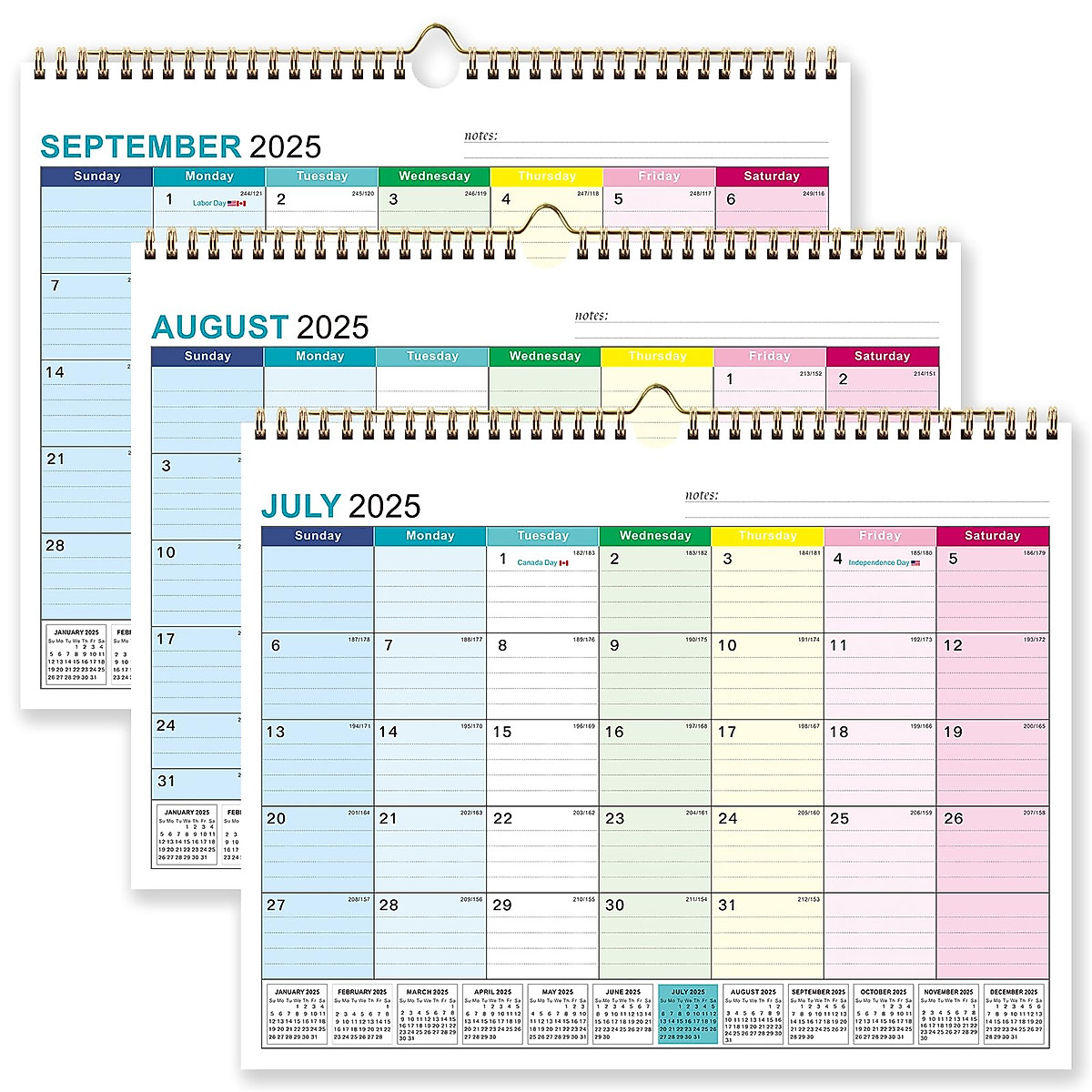 Kyweel Wall Calendar 2023-2024, January 2023-June 2024, 15" x 12", Highlight Holidays, Planning Calendar, Thick Paper
