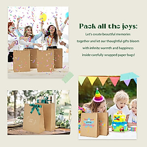 MESHA Gift Bags Kraft Paper Bags 100Pcs 10x5x13 Inches Brown Paper Bags with Handles Bulk,Shopping Bags,Party Bags,Recycled Paper Bags for Small Business