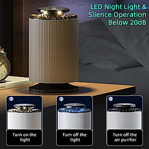 Desktop Air Purifiers for Small Room, Bedroom, Home, Office, Small USB Air Purifier Removes Odor Smoke Pollen Dust, No Noise with Clean Light No Adapter(White)