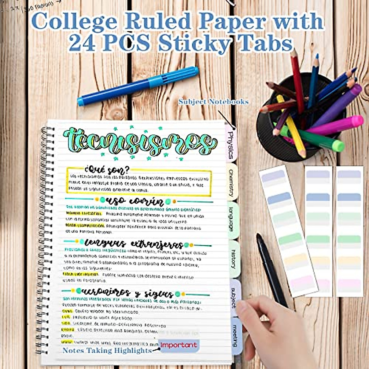 Spiral Notebook, College Ruled Notebook Journal, 4 Pack A5 Lined Paper Journal Notebook, Subject Notebook for School, Work, Notes, 560 Pages, 24pcs Index Tabs, Assorted Pastel Notebook, 5.5" x 8.5"