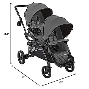 Contours Options Elite V2 Convertible Lightweight Tandem Double Baby Stroller & Toddler Stroller, Reversible Easy-Lift Seats, Spacious Seating, Height Adjustable Handle, Standing Fold - Charcoal Gray