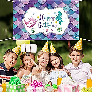 6x3.6ft Mermaid Backdrop for Girls Birthday Mermaid Birthday Banner Mermaid Birthday Party Decorations Photography Background