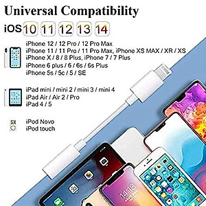 Lightning to 3.5 mm Headphone Jack Adapter, [Apple MFi Certified] 3 Pack iPhone 3.5mm Headphones/Earphones Jack Aux Audio Dongle Adapter Compatible for iPhone 14 13 12 11 XS XR X 8 7, Support All iOS