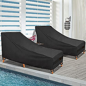 GARDRIT Patio Chaise Lounge Cover Waterproof Heavy Duty Outdoor Lounge Chair Covers, 600D All Weather Protection Patio Furniture Covers, 84L x 32W x 27H inch - 2 Pack