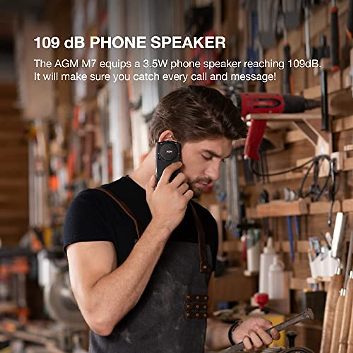 AGM M7 Rugged Phone 4G, Rugged Smartphone with 2.4" Touch Screen and Charging Dock 2.4G WiFi, GSM T-Mobile, 2500mAh, Dual SIM, 109dB Speaker, 1GB+8GB, IP68 & IP69K, Outdoor Smartphone for Senior