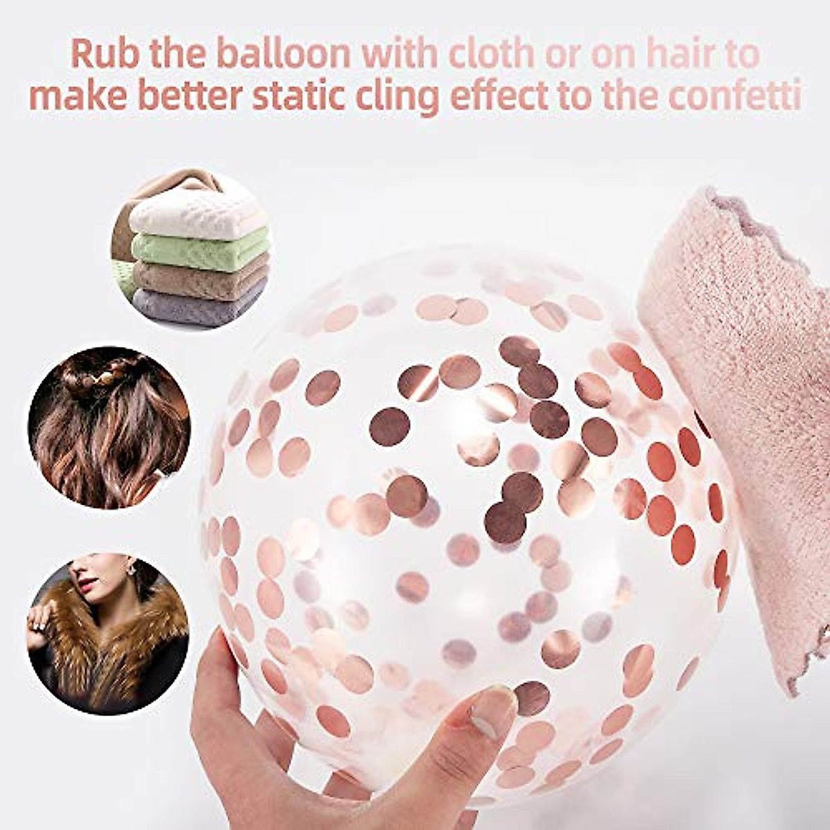 70PCS Rose Gold Balloons set with 4 Roll Ribbons, Meromore 12 Inches Latex Confetti White Rose Gold Balloons Bulk for Birthday Party Supplies Wedding Graduation Bachelorette Anniversary