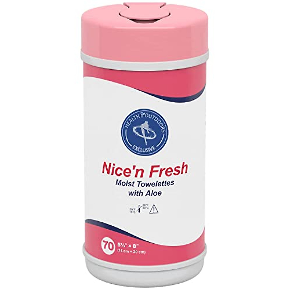 HAO Nice 'n Fresh Moist Towelettes Refreshing Skin Cleansing Wipes With Aloe and Lanolin (70 Count) Travel Tub