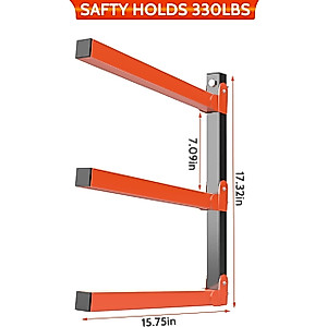 Ultrahaus 3 Pack Metal Lumber Storage Rack, Heavy Duty Steel, Wall Mounted, 3 Level Wood Storage System