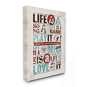 Stupell Industries Life is A Song Inspirational Comic Book Word, Design by Artist Ester Kay Wall Art, 30 x 1.5 x 40, Canvas