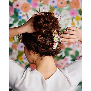 RIFLE PAPER CO. Large Claw Clip Set | Embroidered Fabric Headband, 100% Polyester, Soft Elastic Scrunchie Hair Bands (Bright Floral Pattern), Garden Party