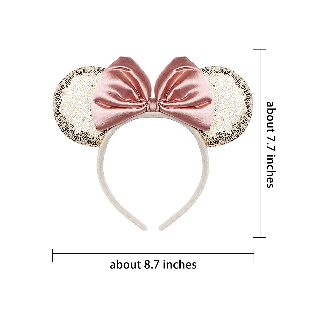 ZYTJ 2 Pcs Mouse Ears Headbands,Shiny Bows Mouse Ears Headbands for Birthday Parties, Themed Events, A Perfect Addition to Your Trip Essentials and Accessories for Women Neutral-pinkbow