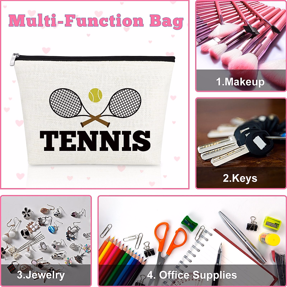 Mxrymvu Tennis Makeup Bag Inspirational Gift for Tennis Lovers Birthday Gift for Women Partners Player Funny Sports Themed Cosmetic Bag for Coach Team Friends