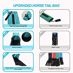 PLORBACH 2PC Horse Tail Bag with Fringe & Snap, Waterproof Braid, Easy to Wear and Wrap, Suitable for Western and Aztec
