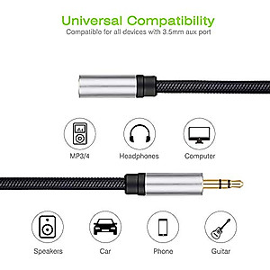 Jelly Tang Audio Extension Cable 25Ft,Audio Auxiliary Stereo Extension Audio Cable 3.5mm Stereo Jack Male to Female, Stereo Jack Cord for Phones, Headphones, Speakers, Tablets, PCs and More(25Ft/8M)
