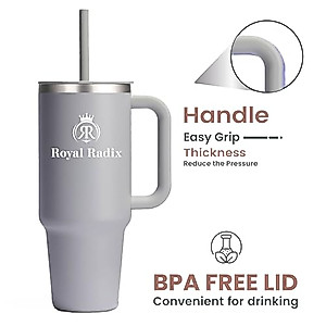 Royal Radix 40oz Insulated Tumbler with Handle & Straw, Stainless Steel Travel Mug, Leak-Proof, Hot & Cold Beverage Cup, BPA-Free, Dishwasher Safe, for Coffee & Water
